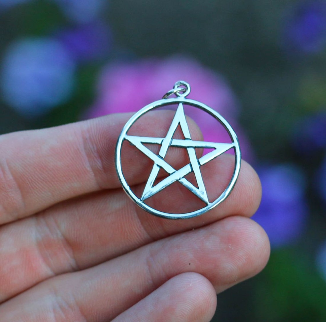 Silver PENTACLE Pentagram Pendant Necklace Witch Witchcraft - Etsy