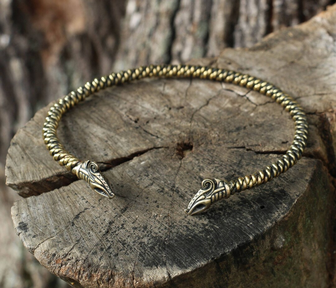 JELLING VIKING TORC Brass Dragon Torques in Jellinge Style Sea Beast ...