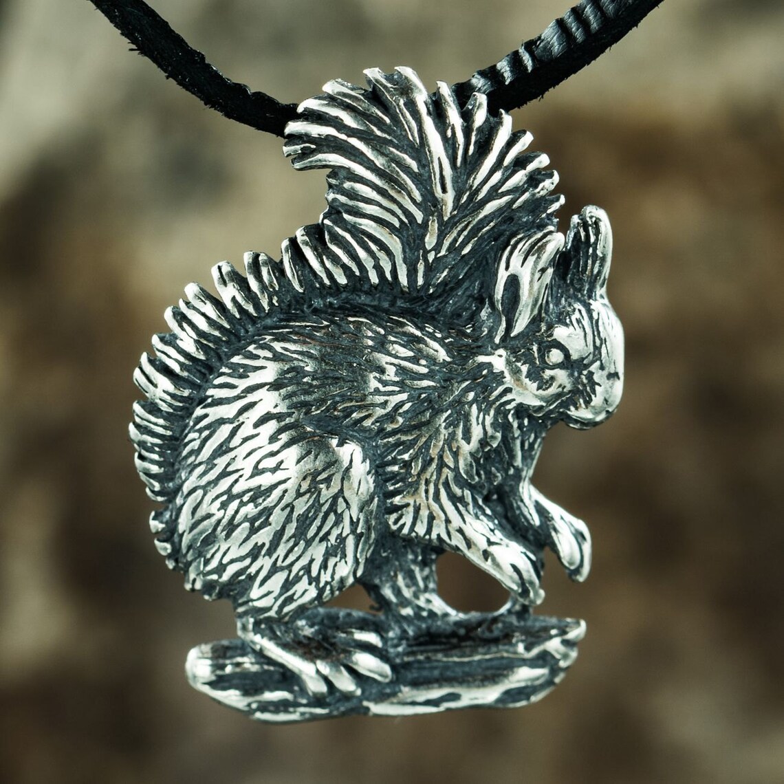 Squirrel Charm SILVER Pendant Nature Necklace Animal Sterling - Etsy