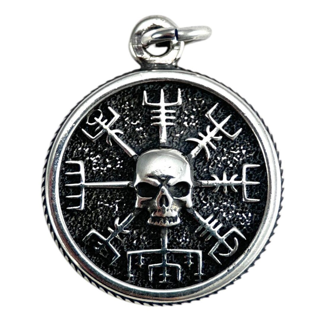 Sterling Silver Vegvisir Skull Rune Pendant - Etsy
