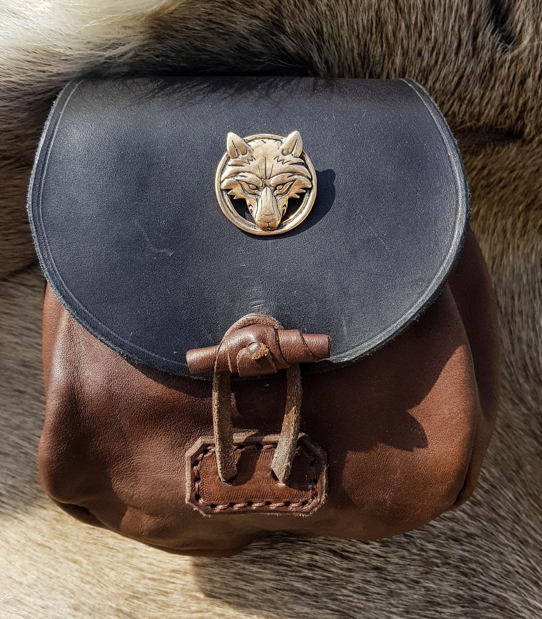 WOLF Real Leather Historical Medieval Bag Purse Pouch Celtic Viking ...