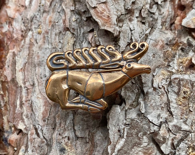 Medieval Two Tailed Lion Sterling SILVER BROOCH Kingdom Bohemia Czech ...