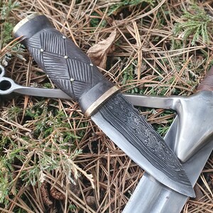 SGIAN DUBH Celtic Scottish Knife Dirk Damascus Steel Damasteel Handle ...
