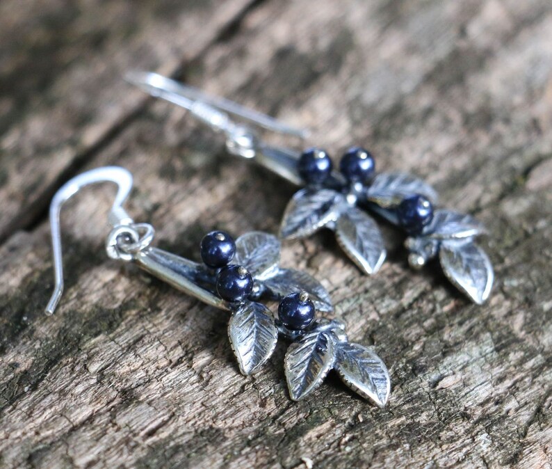 BLUEBERRIES Blueberry Sterling Silver Earrings With Blue - Etsy