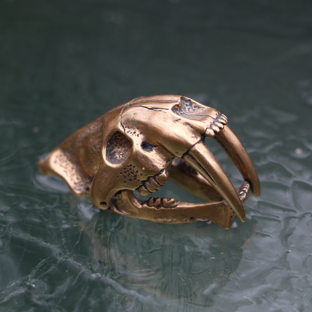 Sabertooth Tiger Bronze Pendant Smilodon Cat Necklace Solid Metal ...