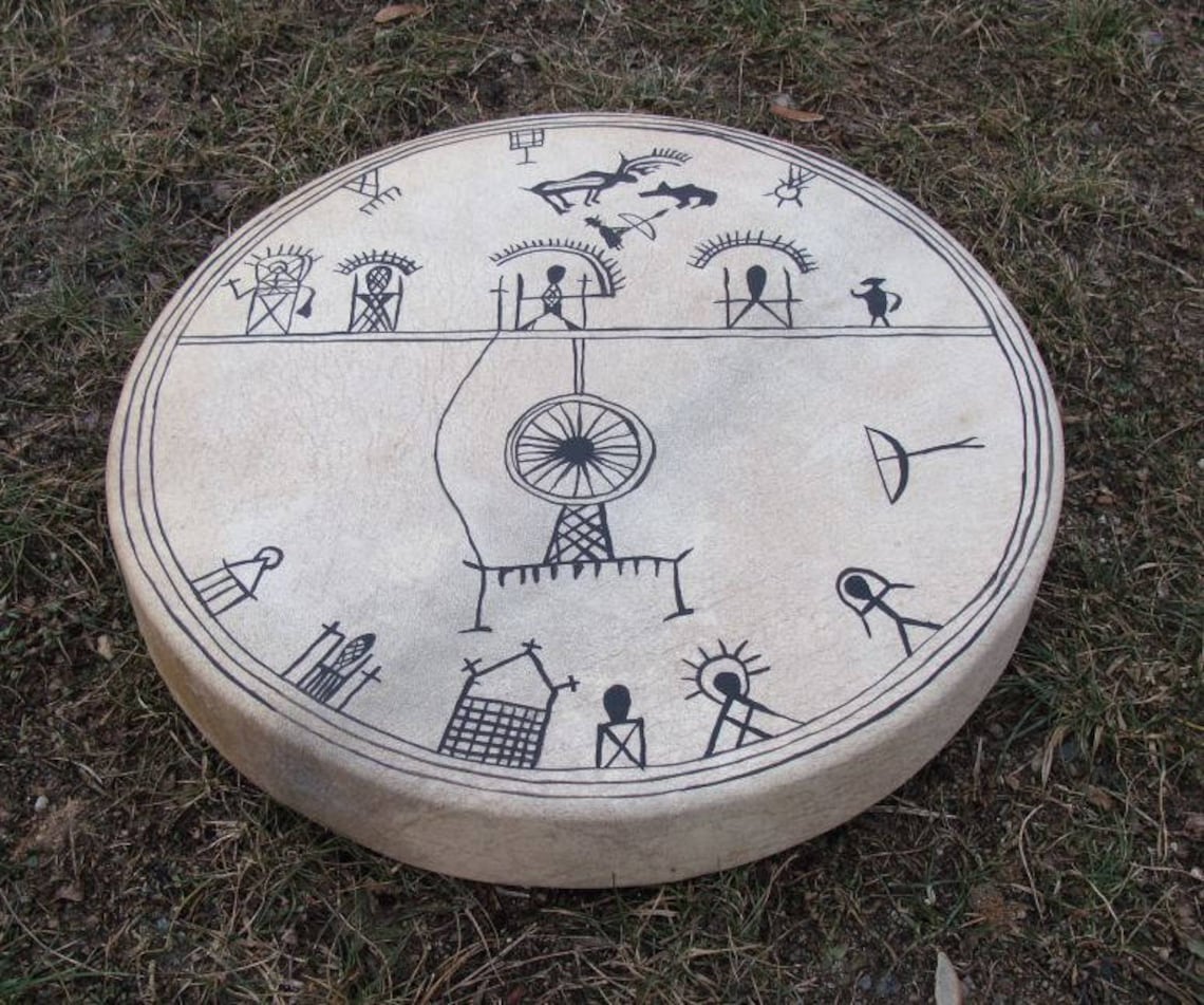 Saami FRAME DRUM Deer Hide Spruce Frame 40 Cm Beater Shamanic | Etsy