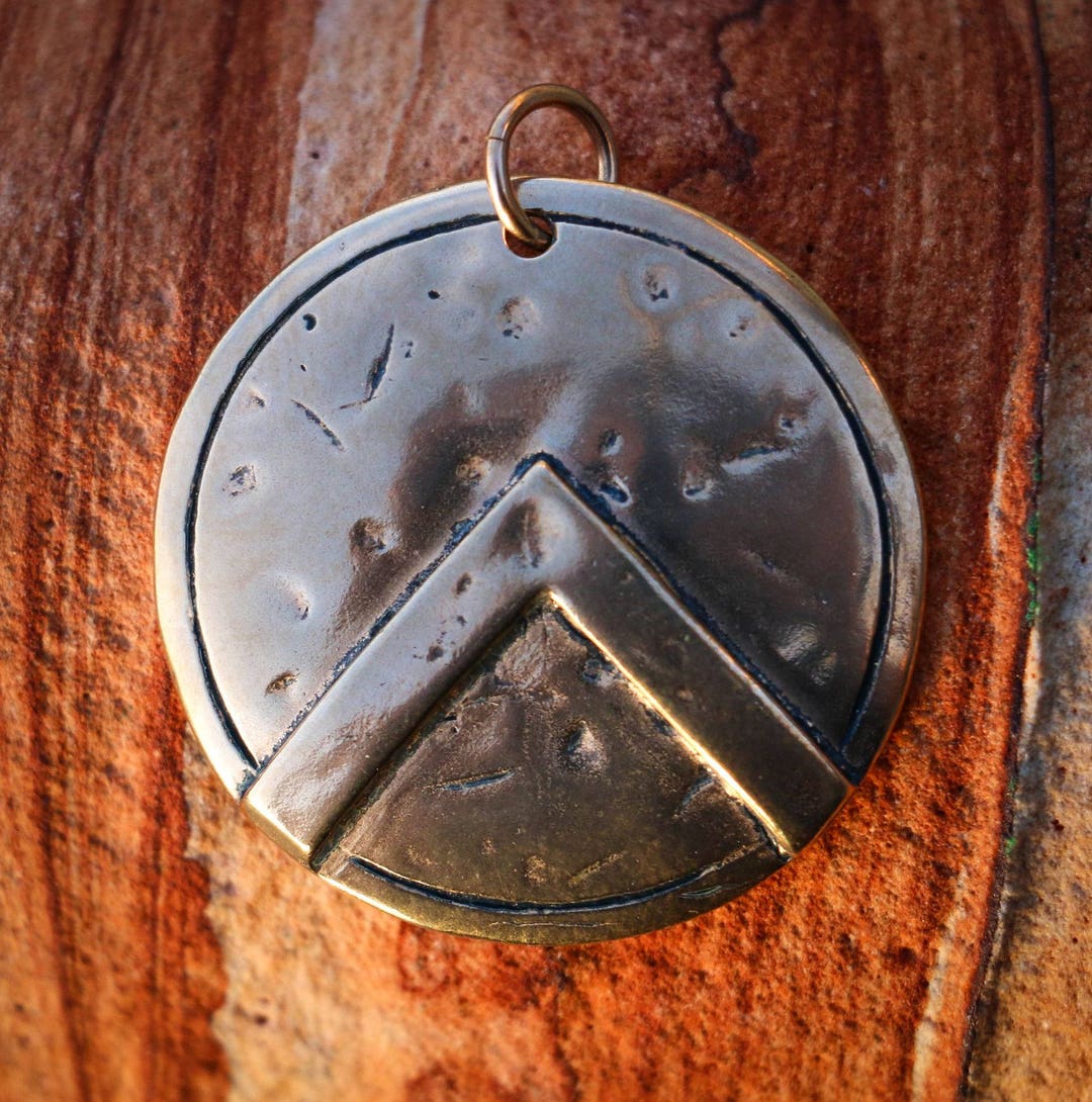 SPARTAN SHIELD Bronze Pendant Necklace Sparta LEONIDAS Amulet Warrior ...