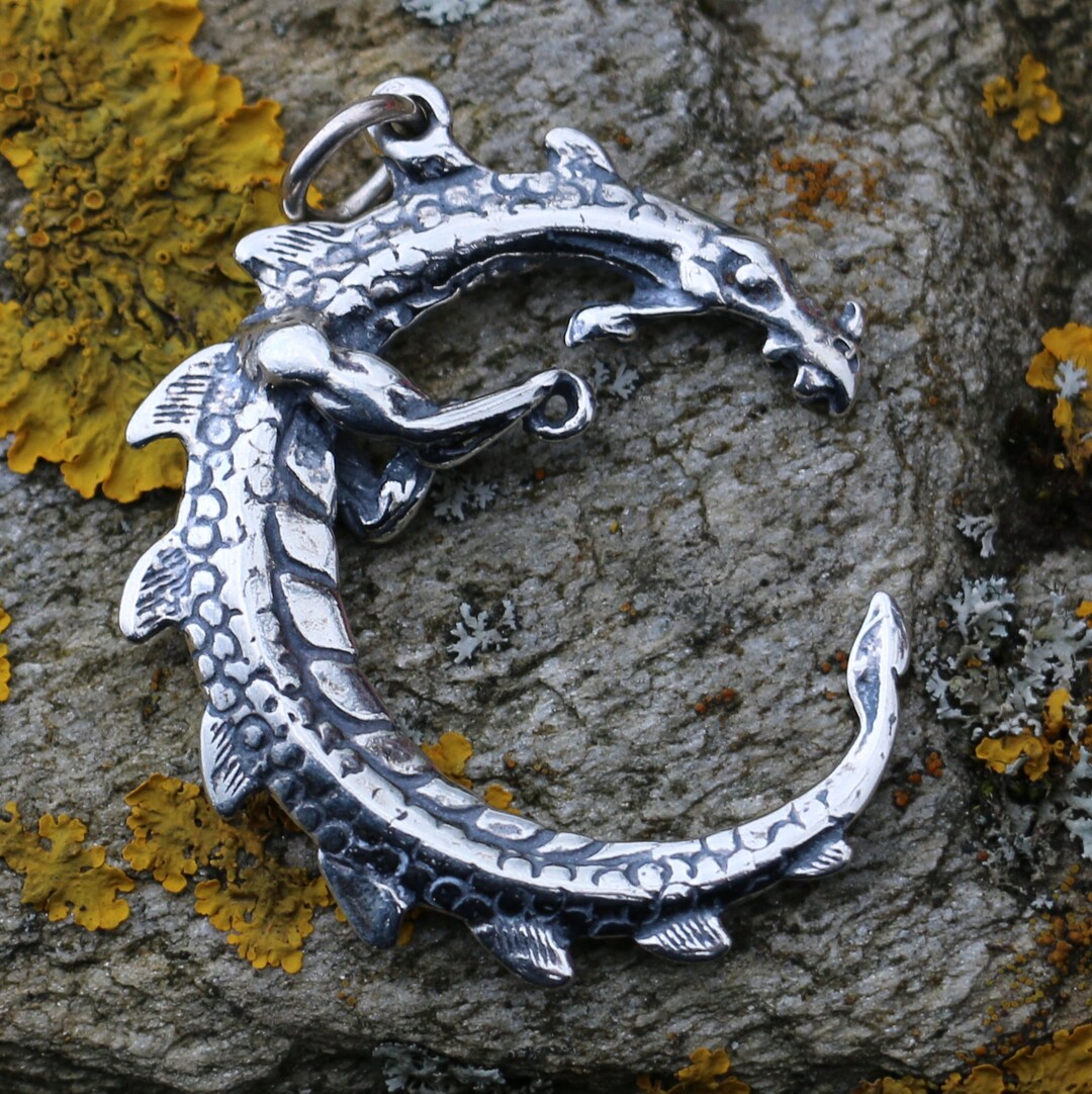 UROBOROS DRAGON Serpent Silver PENDANT Ouroboros Ancient Symbol ...
