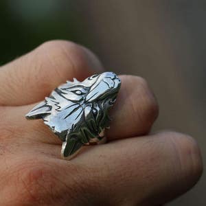 Viking WOLF Sterling SILVER RING Necklace Amulet Vikings Fenrir Jewelry ...