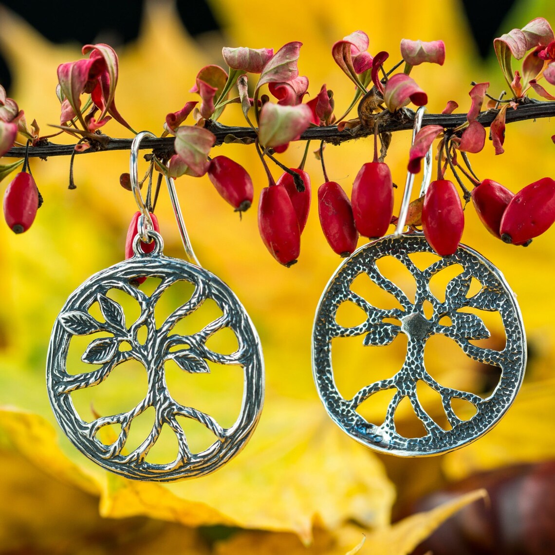 TREE of LIFE Arbor Vitae Earrings Streling Silver Jewel | Etsy