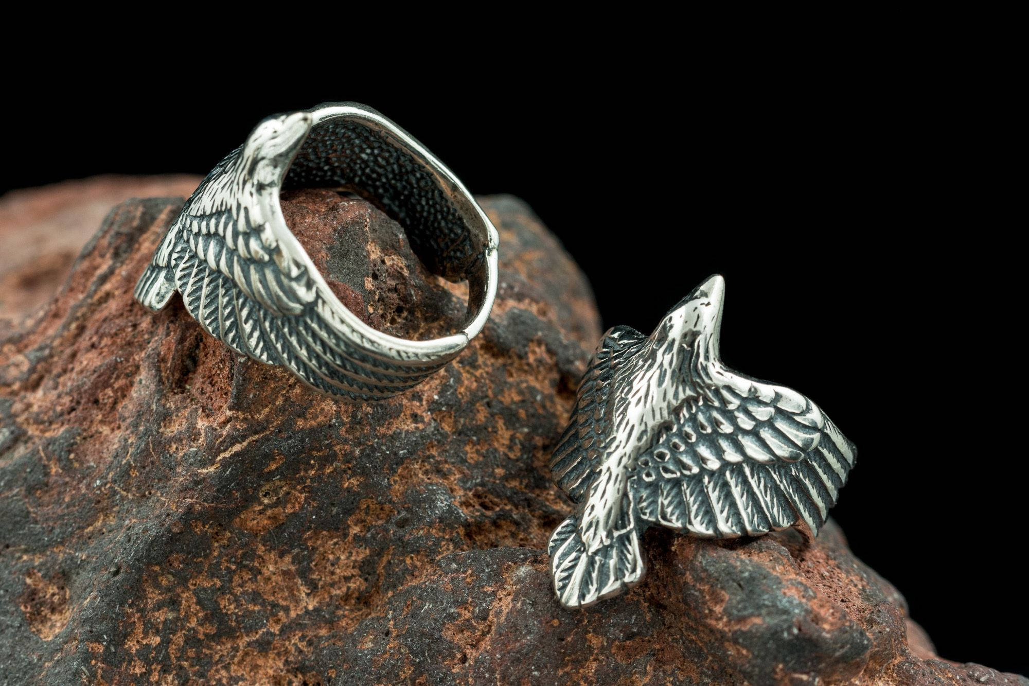 RAVEN Sterling Silver RING Flying Crow Bird Celtic Viking - Etsy