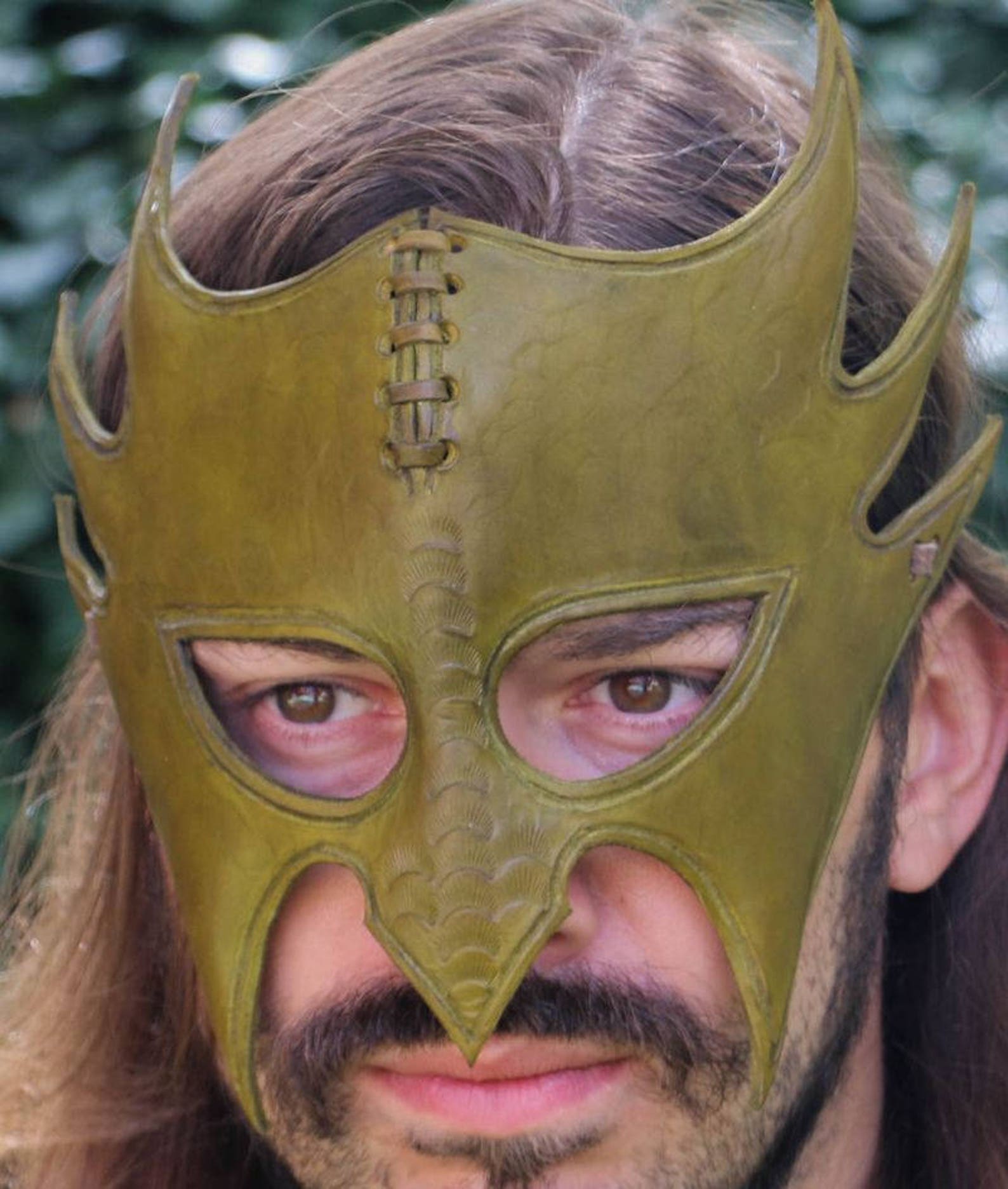 GREENMAN Leather Mask Green Man Herne Tree Oak Leaf Leafy Ent | Etsy
