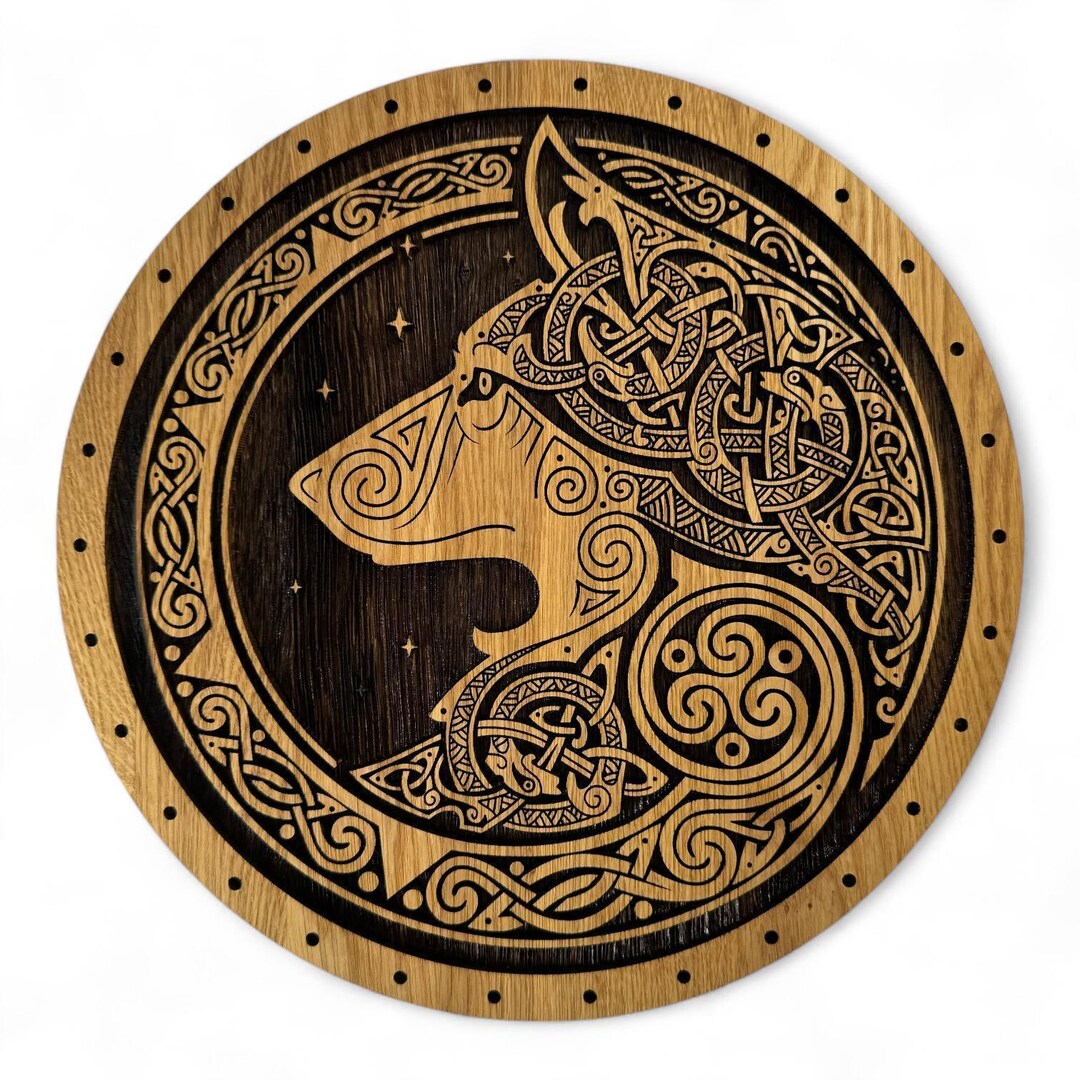 Wooden Wall Art - Celtic Wolf - Pagan Animal Oak Wall Decor - Etsy