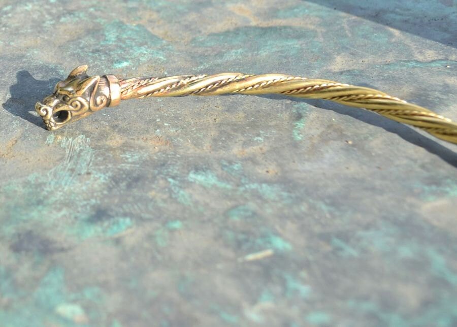 WOLF Head BRASS TORC Torques Jewellery Jewelry Celts Iron Age - Etsy