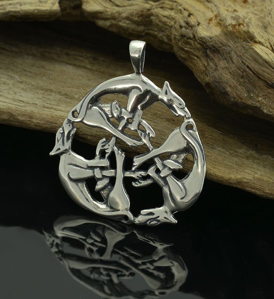 CELTIC WOLVES Silver Pendant Hounds of Cuchulainn Wolf Hound Dog Dogs ...