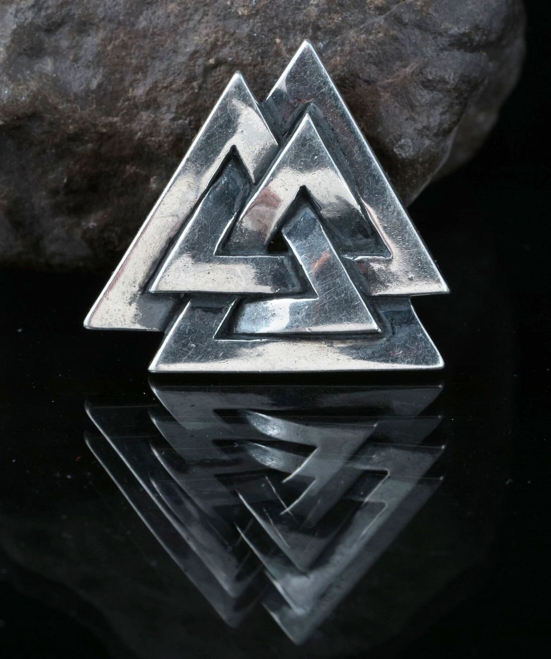 VALKNUT, Silver Viking Pendant, Ag 925 Norse Rune Runic Stone Symbol ...