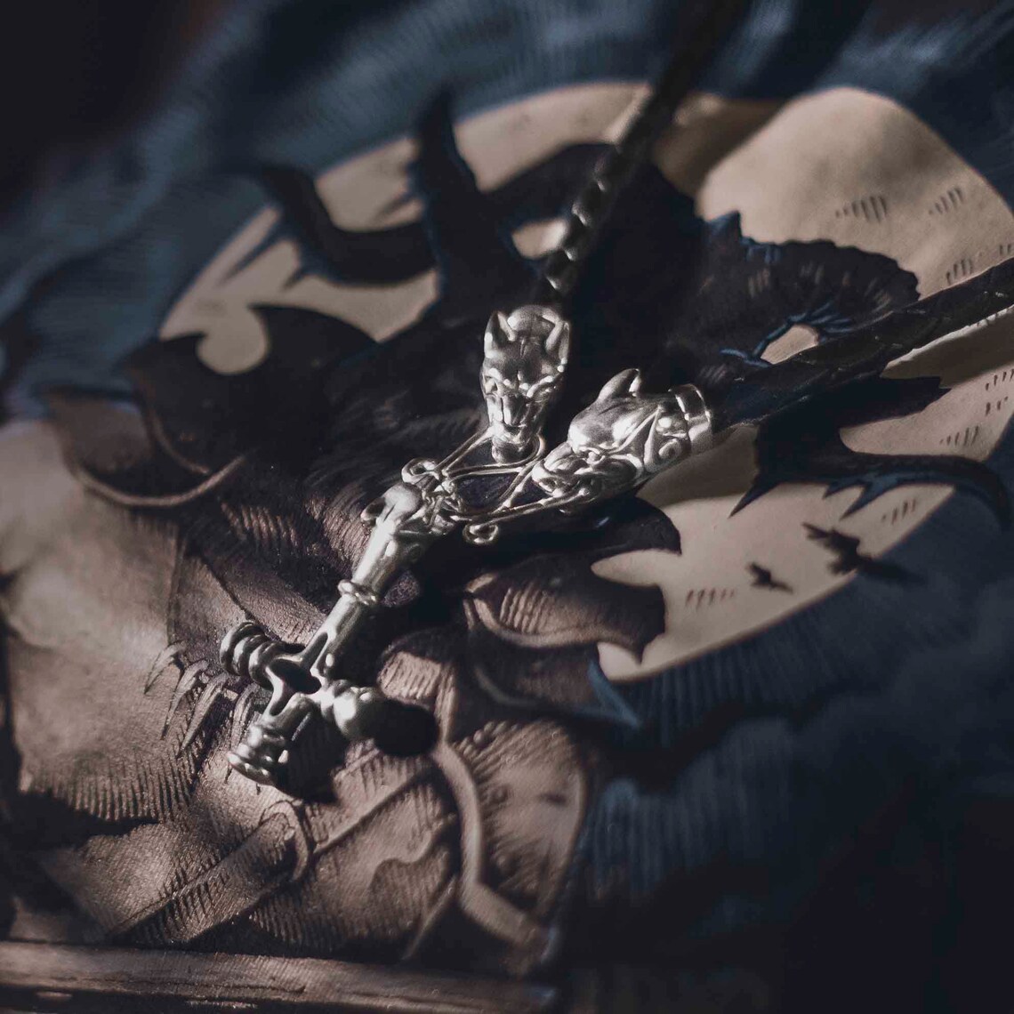 Icelandic WOLF CROSS NECKLACE With Braided Leather Bolo Wolf - Etsy