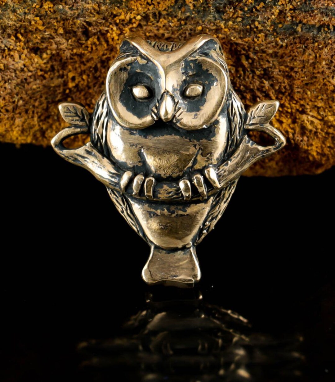 FLYING OWL BRONZE Branch Pendant Necklace Bird Owls Wildlife Forest ...