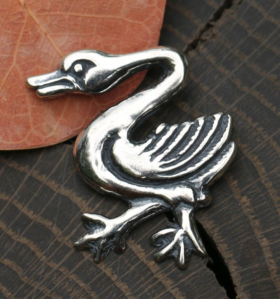 GOOSE or SWAN Sterling Silver Medieval Pendant Replica Middle Ages ...