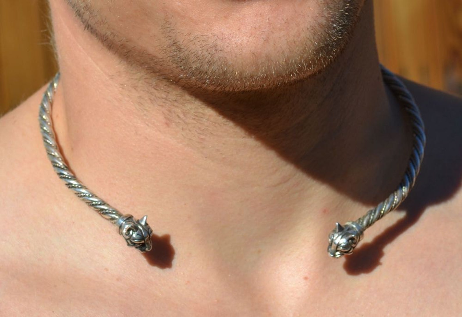 CAITLIN Celtic SILVER Cat TORQUES Torc Necklace Pagan Jewelry Jewellery ...