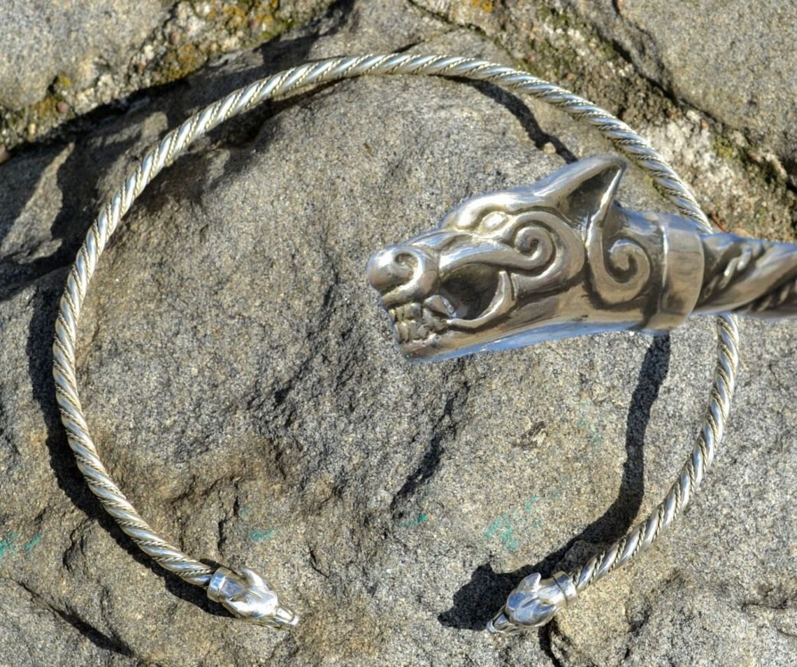 Sterling Silver WOLF TORC NECKLACE Torques Torq Viking Fenrir - Etsy