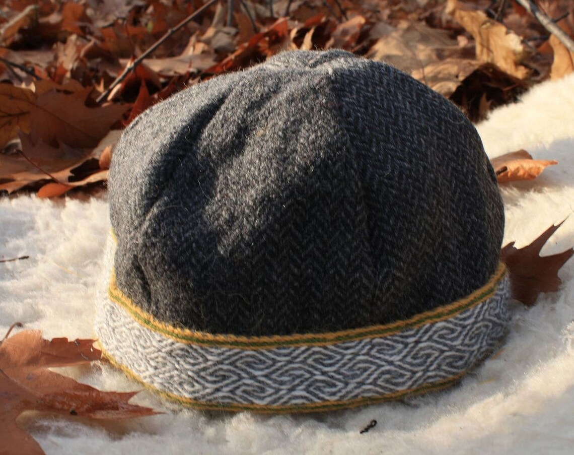 Woolen VIKING CAP Rimmed With Rigid Woven Heddle Belt Birka - Etsy