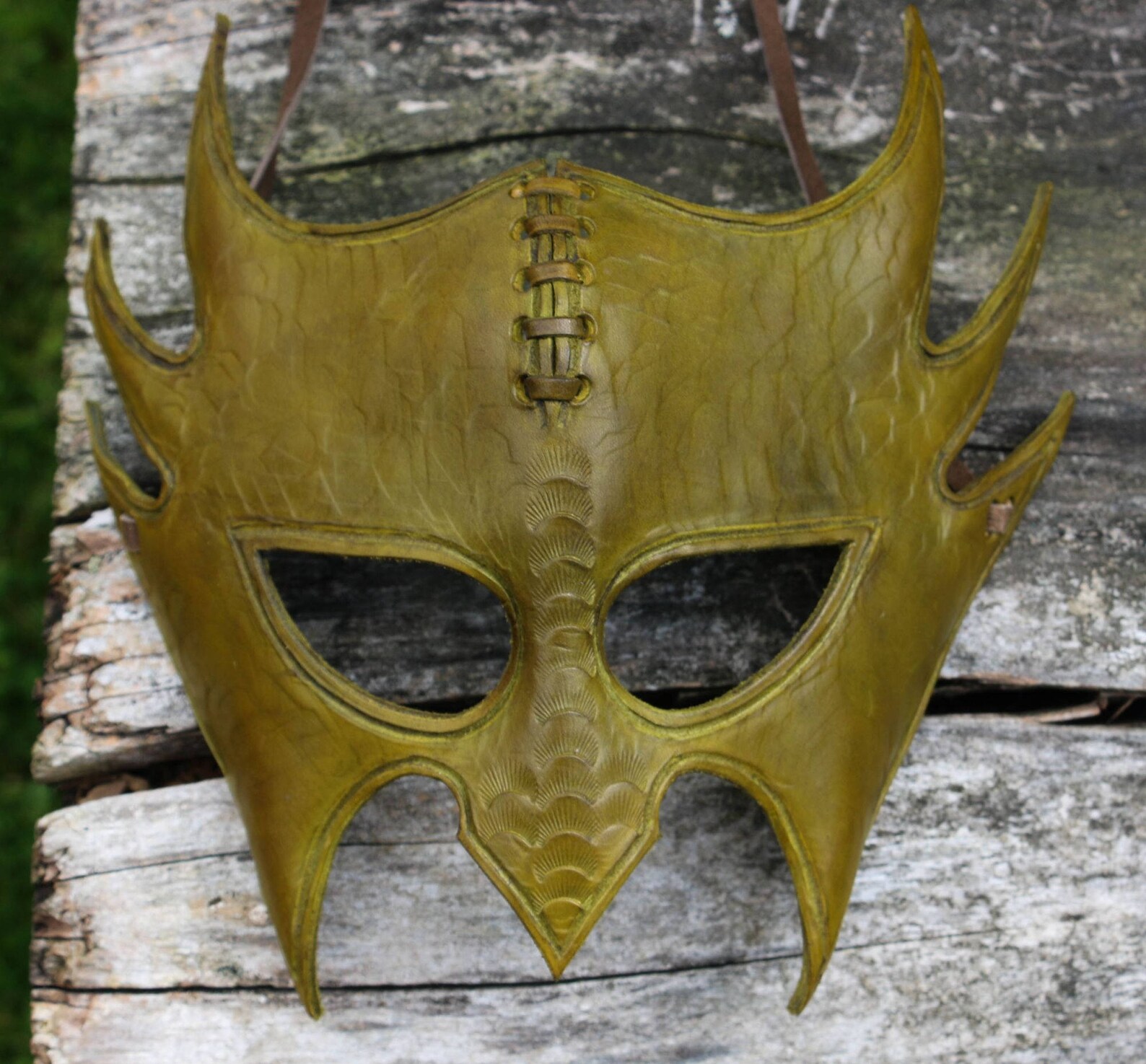GREENMAN Leather Mask Green Man Herne Tree Oak Leaf Leafy Ent | Etsy