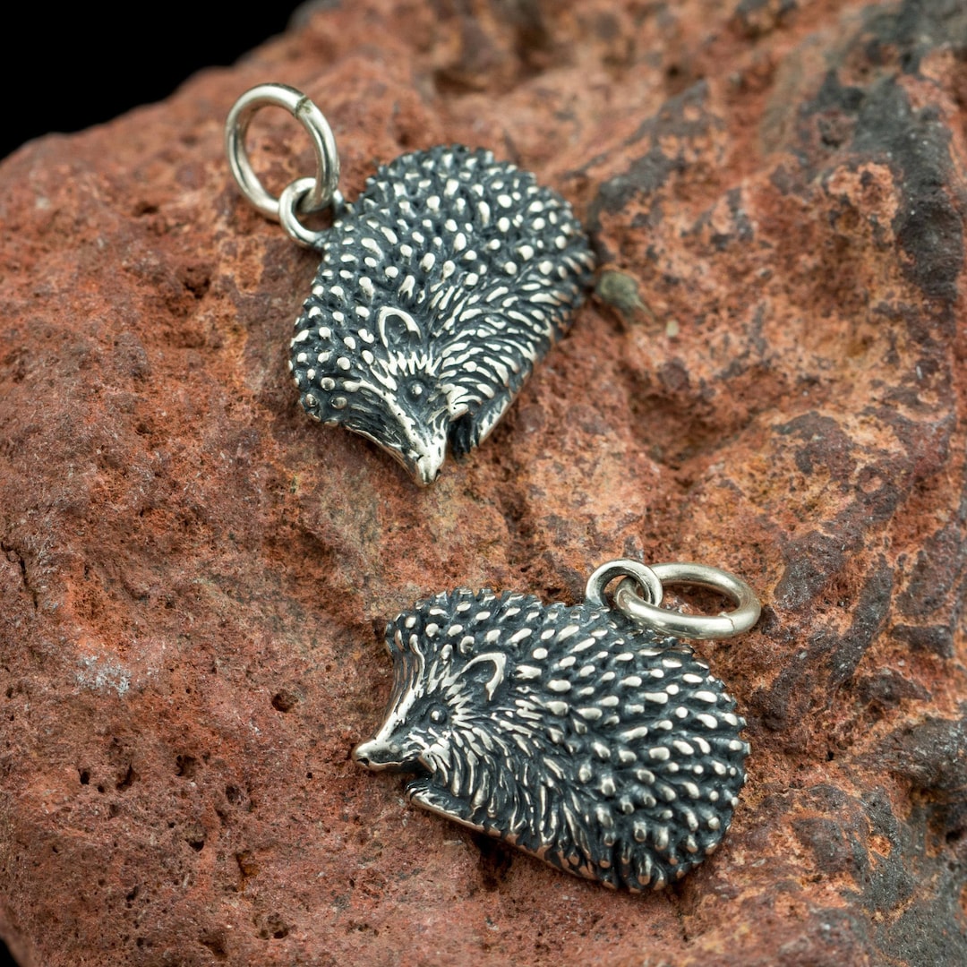 HEDGEHOG Sterling SILVER PENDANT Animal Charm Necklace Jewelry ...