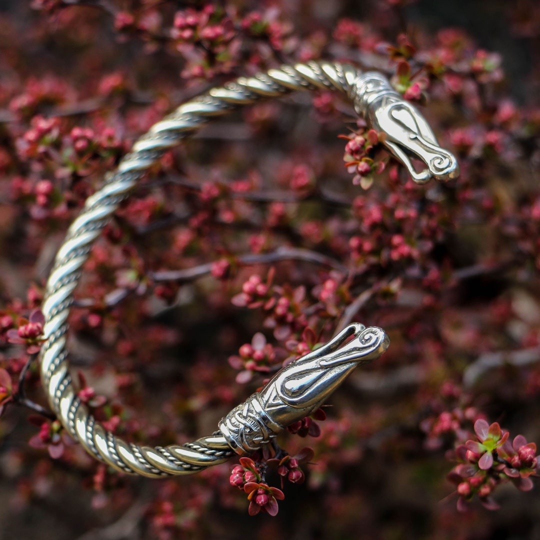 VIKING URNES DRAGON Viking Bracelet Brass Norse Jewelry Bangle ...
