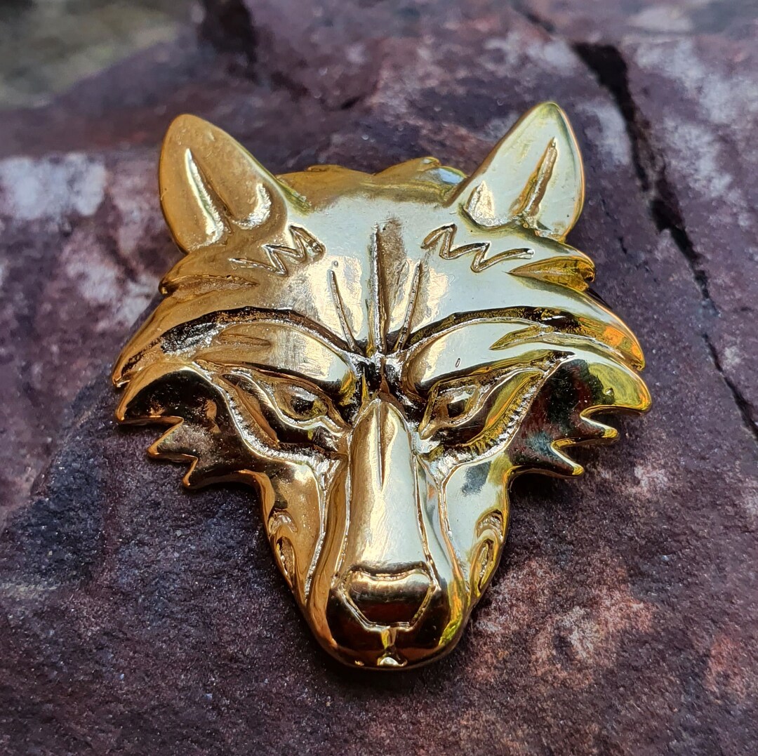 Pagan Wolf Pendant Gold Plated Slavic or Viking Pendant Wolves ...