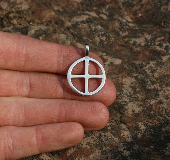SUN SYMBOL V Ag 925 Sterling Silver pendant Viking Solar Amulet Necklace Talisman Norse Viking Jewelry