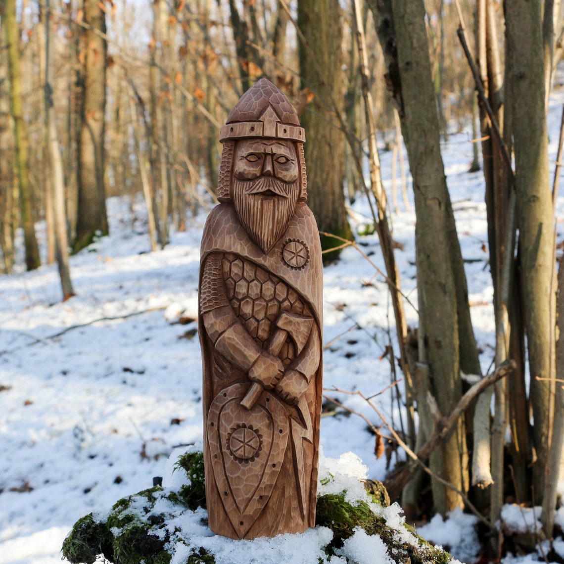 PERUN Slavic God of Thunder Wooden Hand Carved Slav Mythology - Etsy