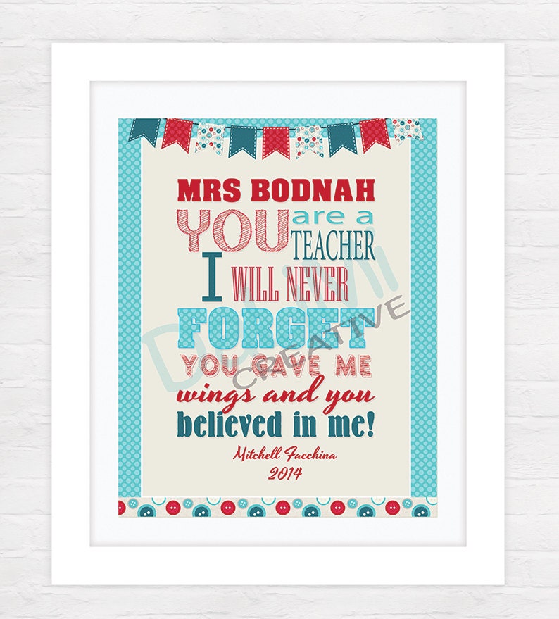 Teacher Appreciation Print End of Year Teachers Gift - Etsy