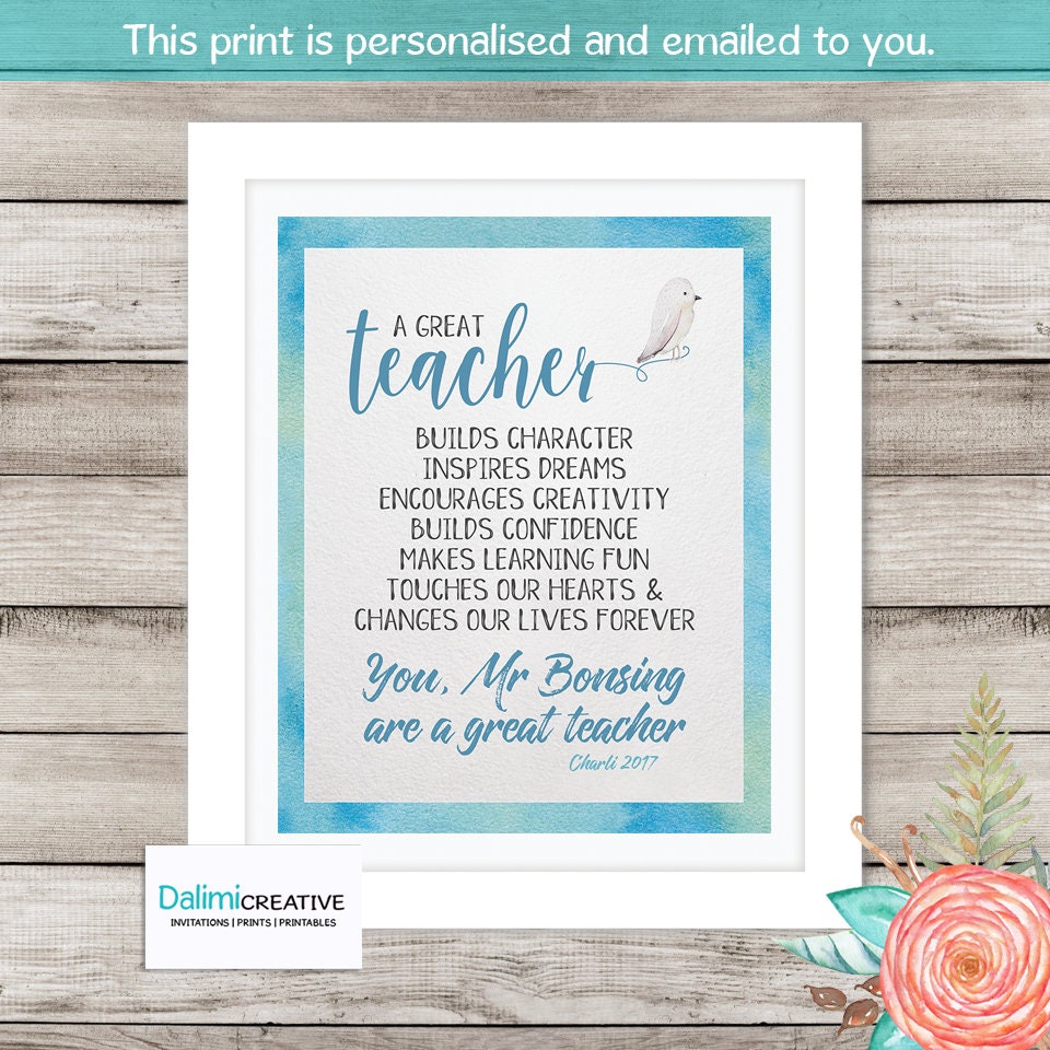 Teacher Appreciation Print End of Year Teachers Gift - Etsy