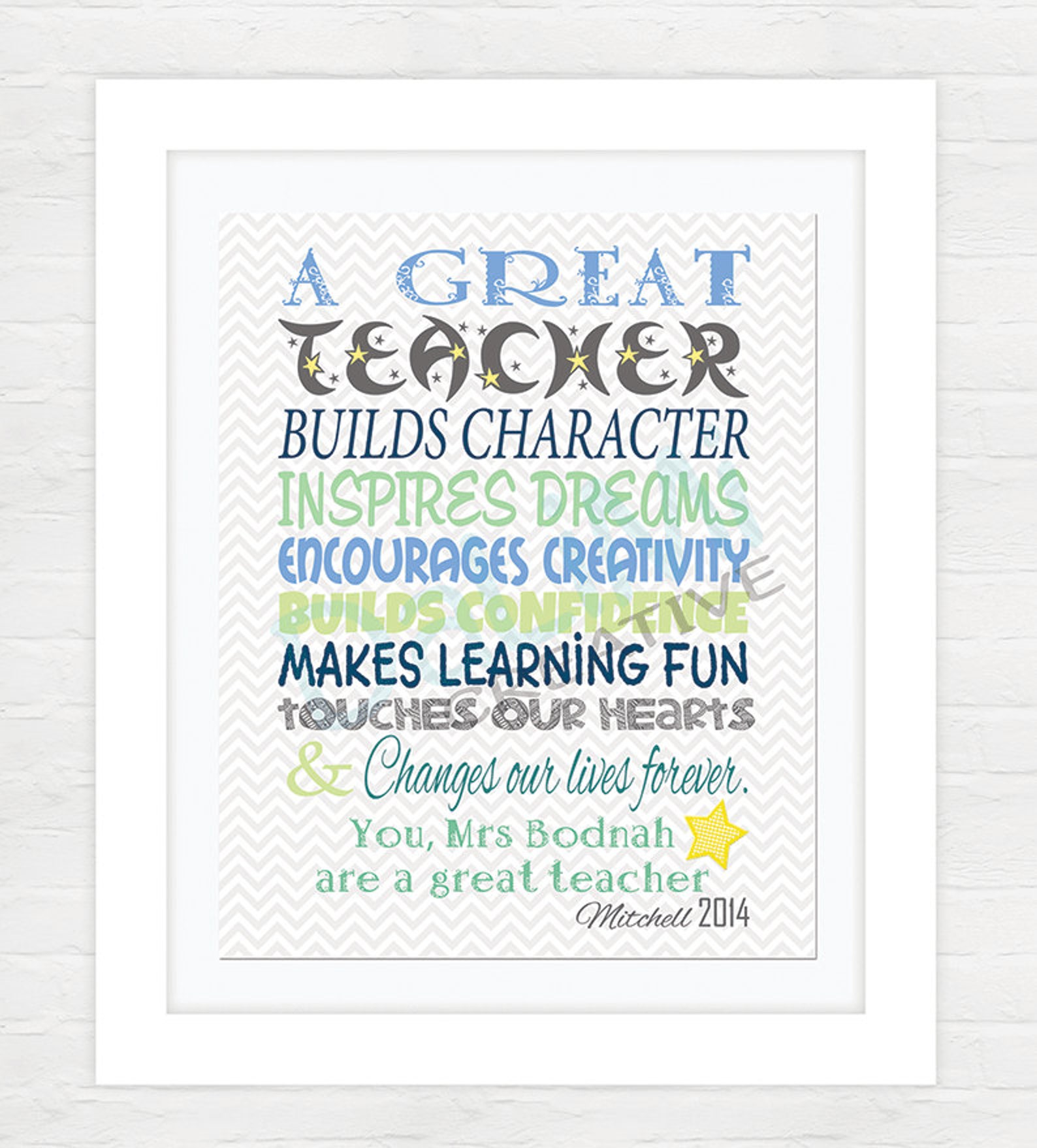 Teacher Appreciation Print End of Year Teachers Gift | Etsy