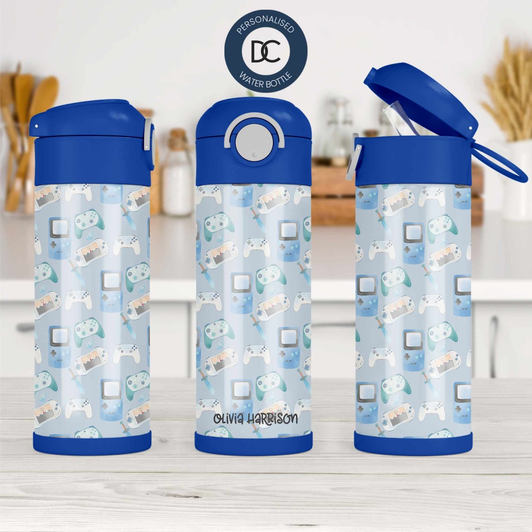 Personalised Gamer Kids 350ml Water Bottle - Gamer Water Bottle - Kids ...