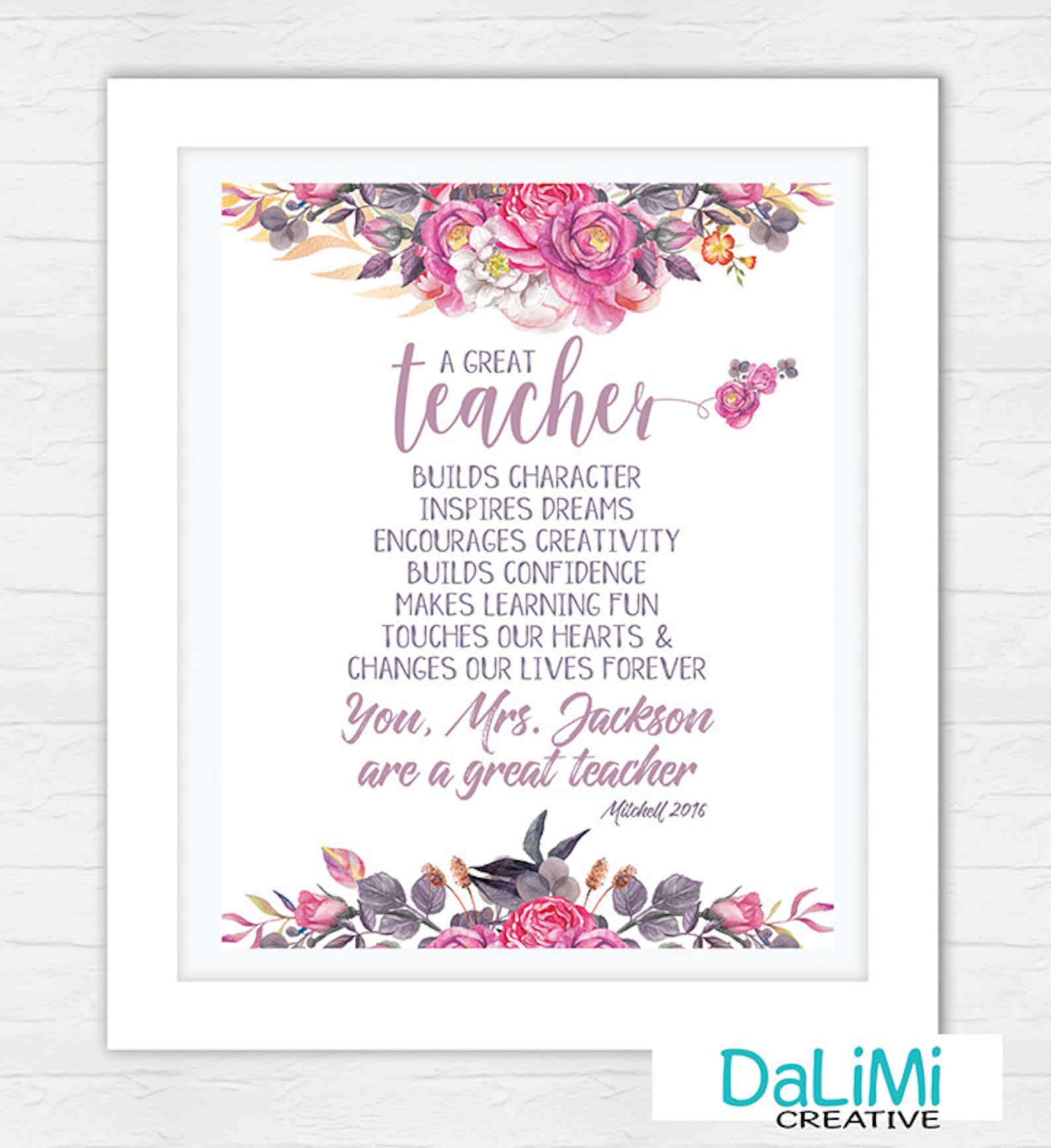 Teacher Appreciation Print End of Year Teachers Gift - Etsy