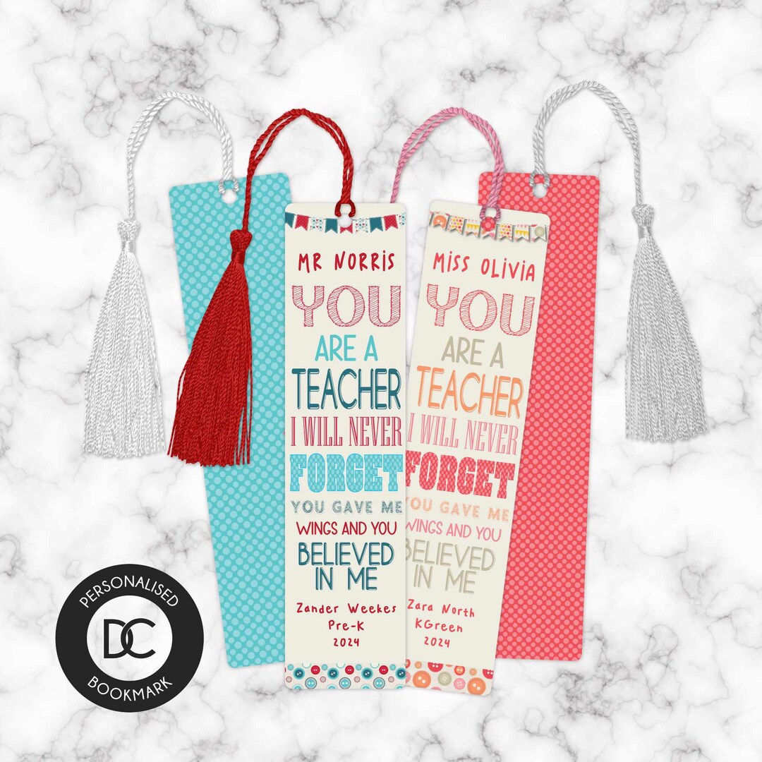 Personalised Teacher Bookmark Preschool Teacher Appreciation Gift End ...