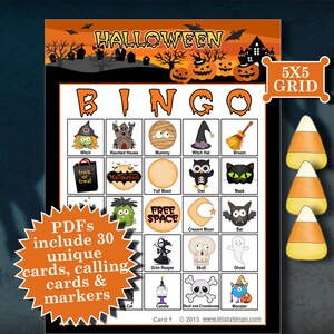 Halloween - Orange 5x5 Bingo Printable Pdfs Contain Everything You Need ...