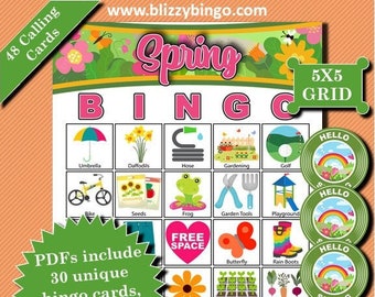 30 Spring 4x4 Bingo Cards Instant Download Pdfs for Easy | Etsy