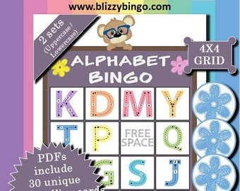 30 Traceable Alphabet 5x5 Bingo Cards Instant Download | Etsy