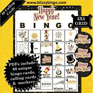 60 New Year's 5x5 Bingo Cards Instant Download Pdfs for Easy Printing ...