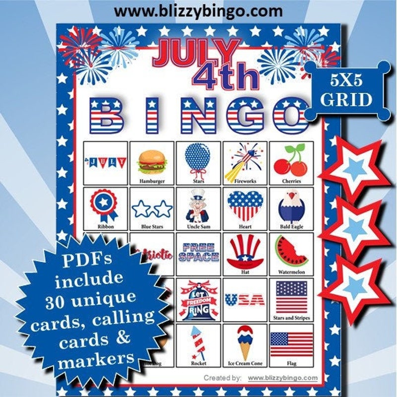 4th of July Bingo - Etsy