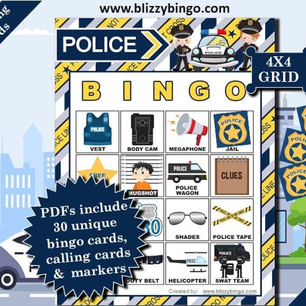 Bingo Cards Police - Etsy