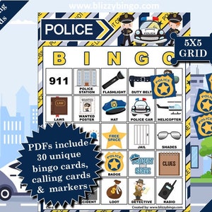 30 Police (kids Version) 5x5 Bingo Cards | Instant Download | Pdfs for ...