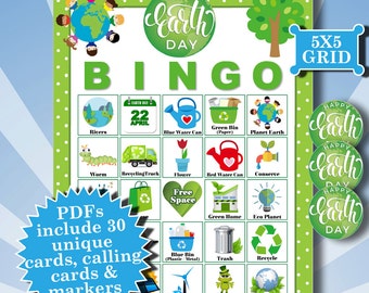 EARTH DAY 4x4 Bingo printable PDFs contain everything you need | Etsy