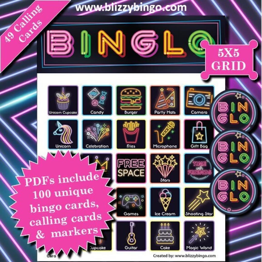 100 Binglo 5x5 Bingo Cards | Instant Download | Pdfs for Easy Printing ...