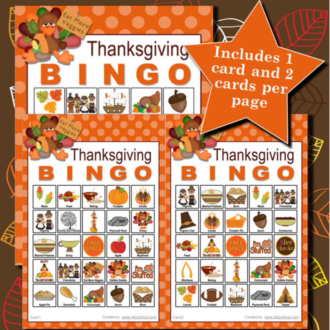 60 Thanksgiving 5x5 Bingo Cards | Instant Download | Pdfs for Easy ...