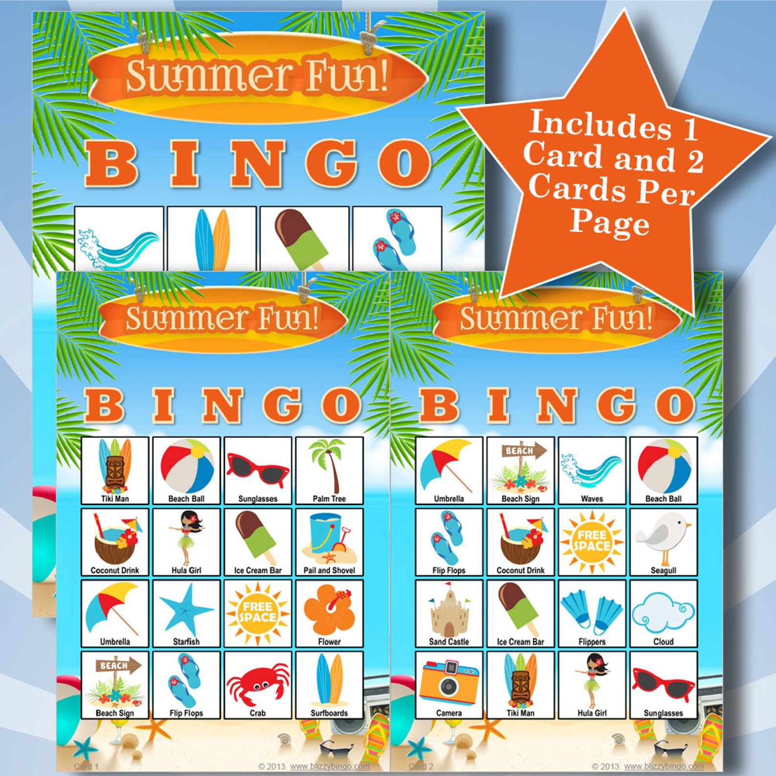 SUMMER FUN 4x4 Bingo Printable Pdfs Contain Everything You Need to Play ...