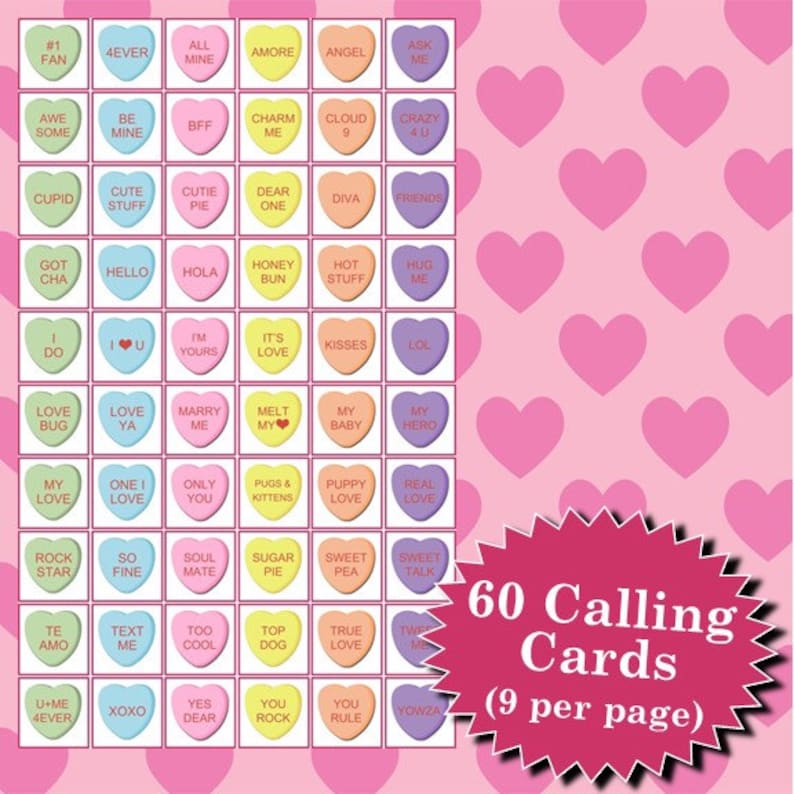 Valentine's Sweethearts 5x5 Bingo Printable Pdfs Contain Everything You ...